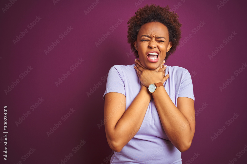 Young beautiful african american woman with afro hair over isolated ...