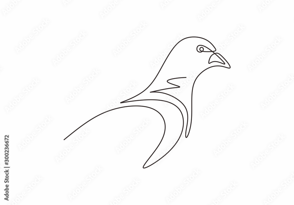 Continuous one line drawing. Pigeon animal bird logo. Black and white ...