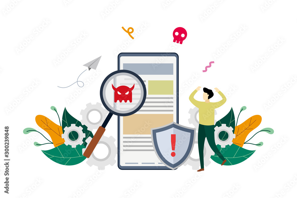 Virus malware detected on phone concept, viruses attack warning signs ...
