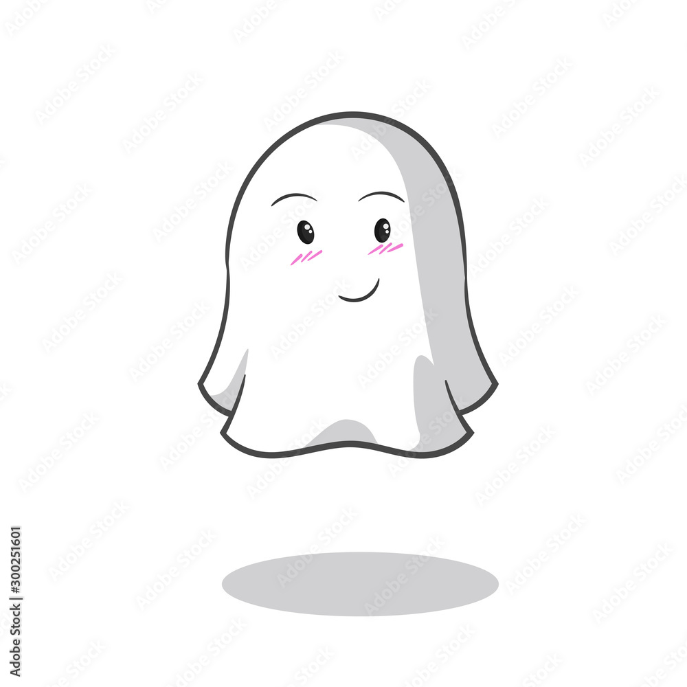 ghost shy mascot vector cartoon art illustration Stock Vector | Adobe Stock