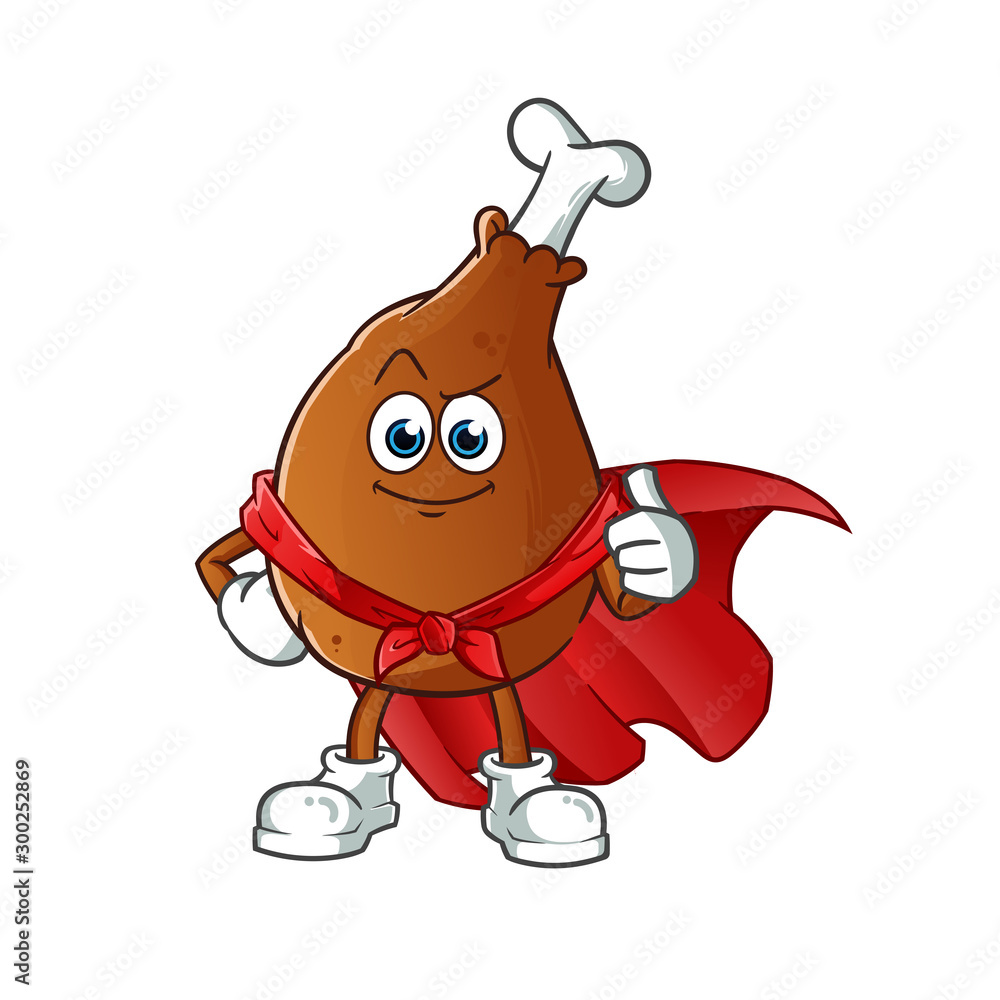 fried chicken super hero mascot vector cartoon illustration Stock ...