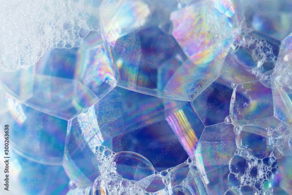soap foam macro background.blue texture of soap foam close-up. Bath ...