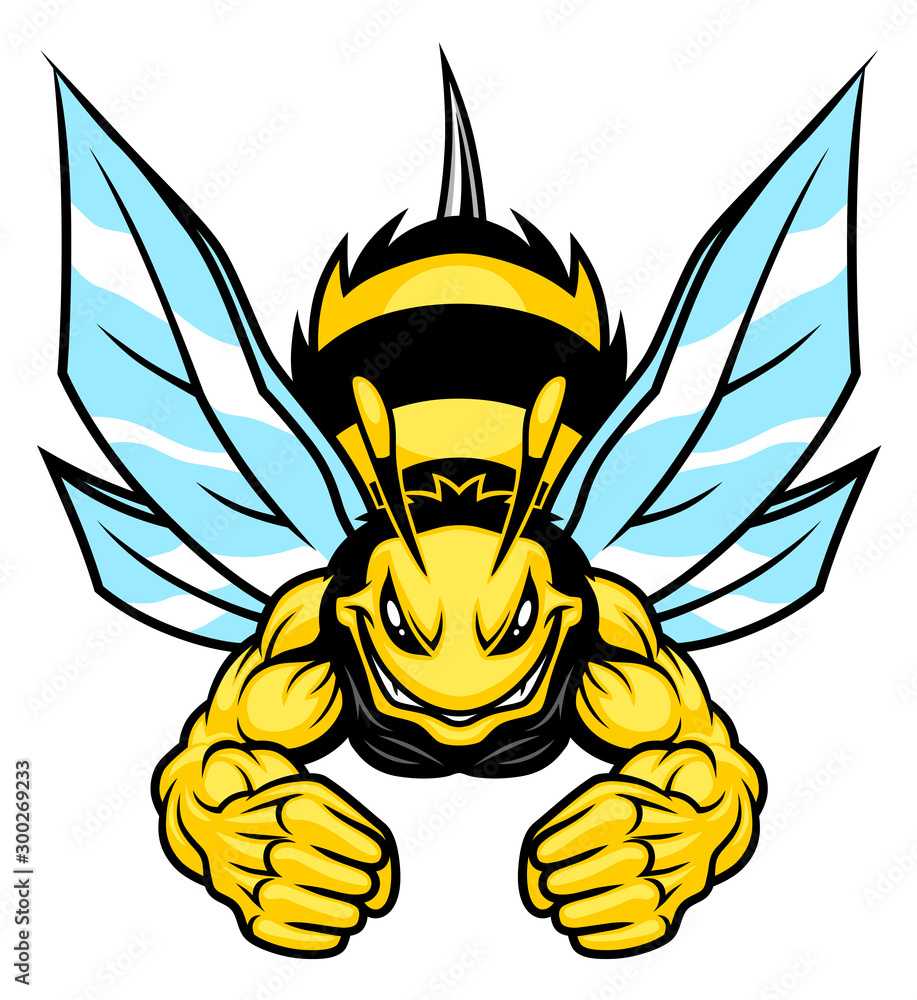 Strong bee mascot Stock Vector | Adobe Stock