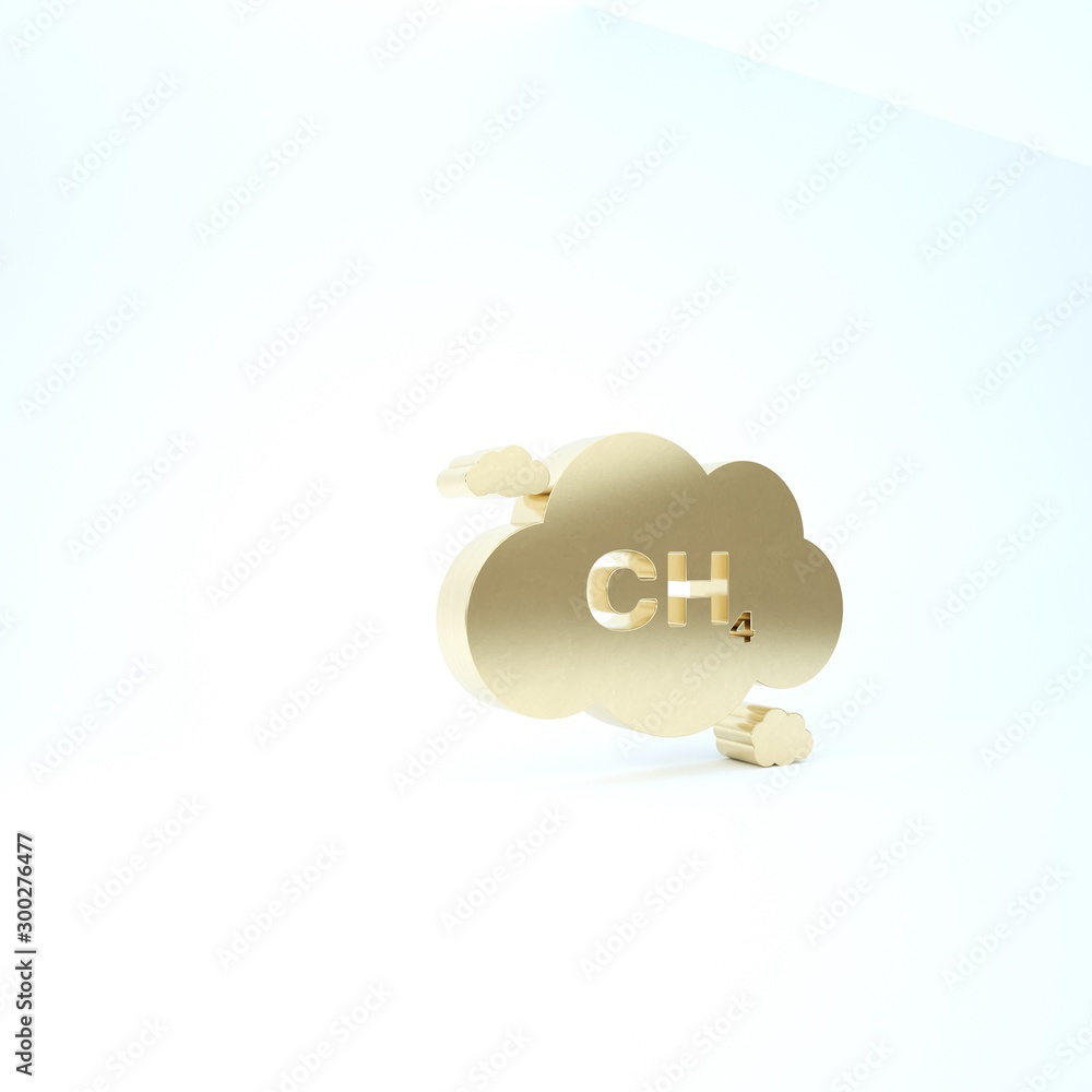 Gold Methane emissions reduction icon isolated on white background. CH4 ...