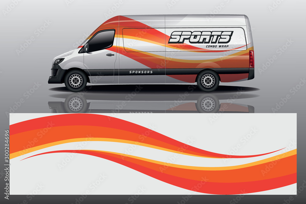 Van Car decal wrap design vector. Graphic abstract stripe racing ...