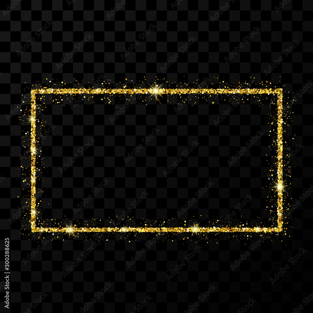 Gold glitter frame with shiny sparkles Stock Vector | Adobe Stock