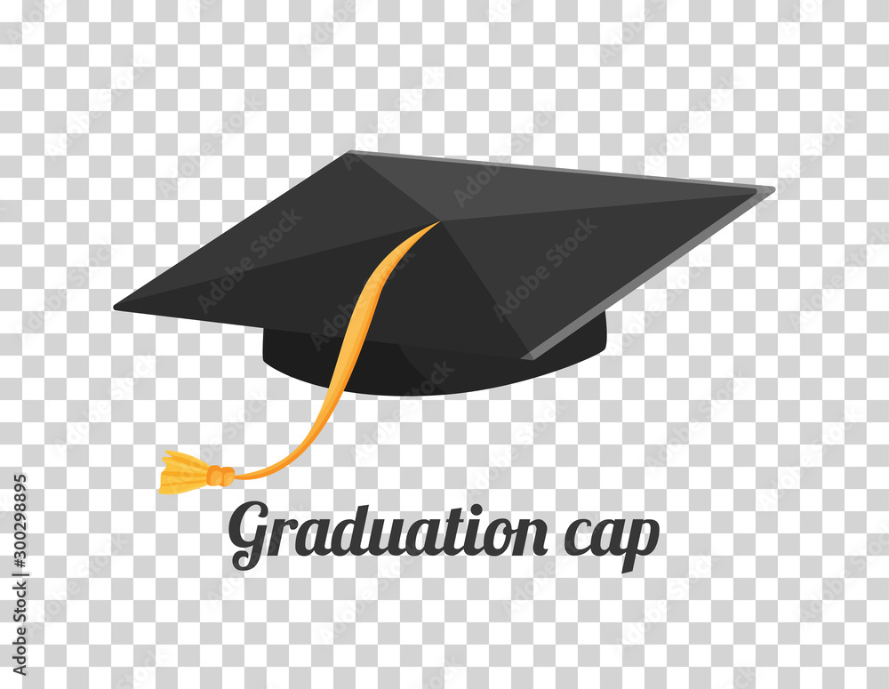 Graduation cap or hat vector illustration in the flat style. Academic ...
