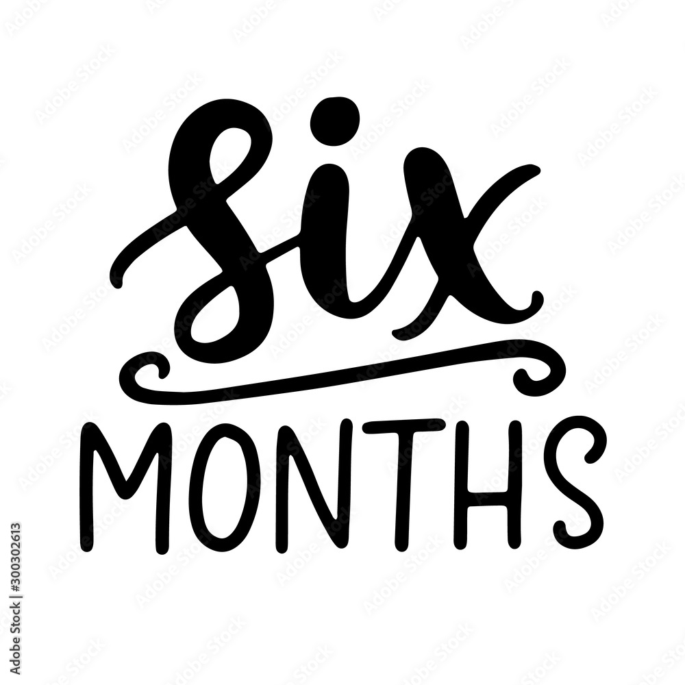 Six months baby shower. Newborn age marker Stock Vector | Adobe Stock