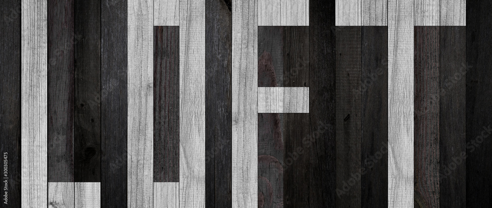 The word loft is made of wooden planks. Wooden boards texture. Panel of ...