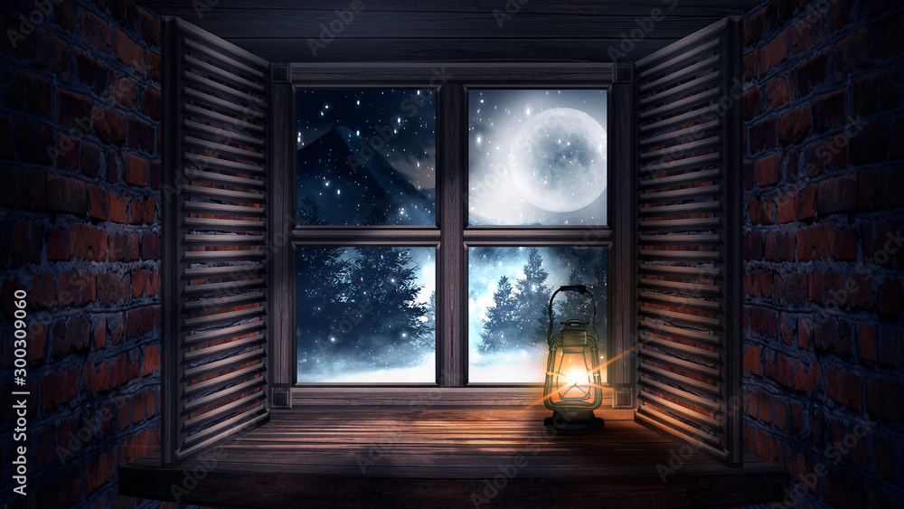 Winter Window Night