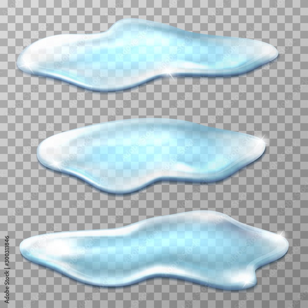 Realistic vector transparent water puddle isolated on a transparent ...