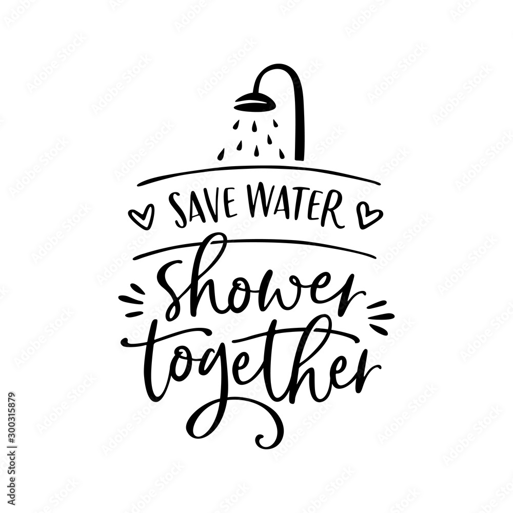 Save Water Shower Together Poster Vector Illustration Stock Vector