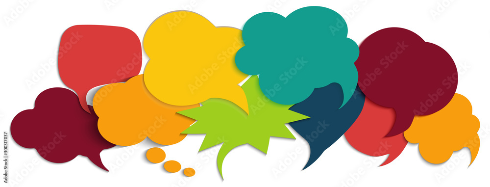 Colored speech bubble. Communication concept. Social network. Symbol ...
