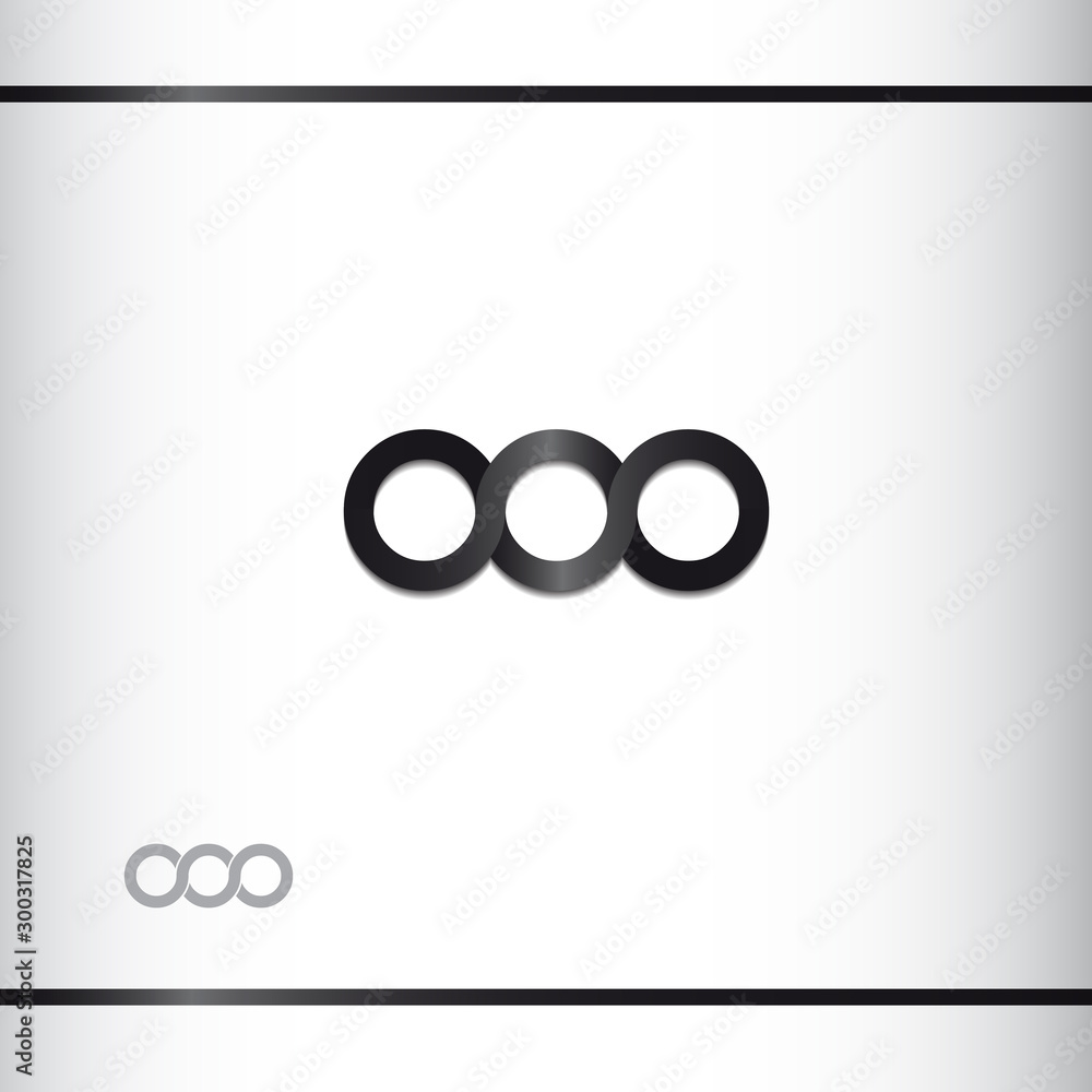Triple infinity symbol. Logo design template. Black color. 3d effect ...