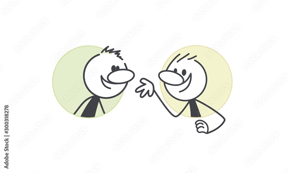 Two people talking. Stick figures in a round hole. Emotion expression ...