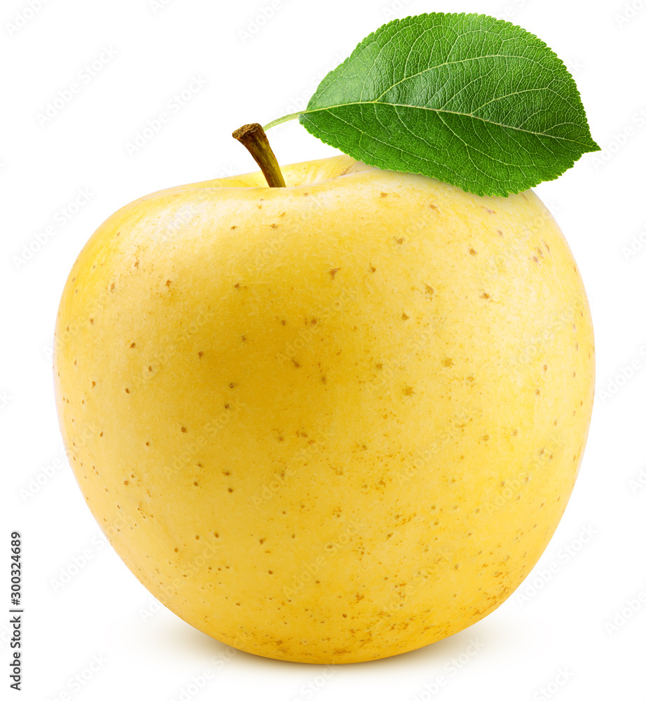 yellow apple isolated on white background, clipping path, full depth of ...