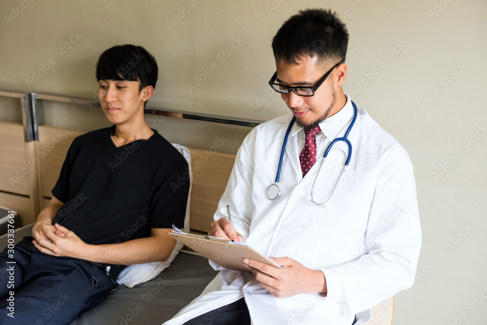 psychiatrist doctor disuss wtih patient on bed Stock Photo | Adobe Stock