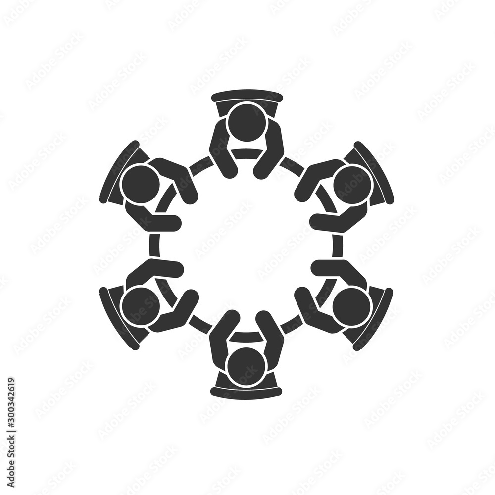 Fototapeta Business meeting icon. Group of six people sitting around a ...