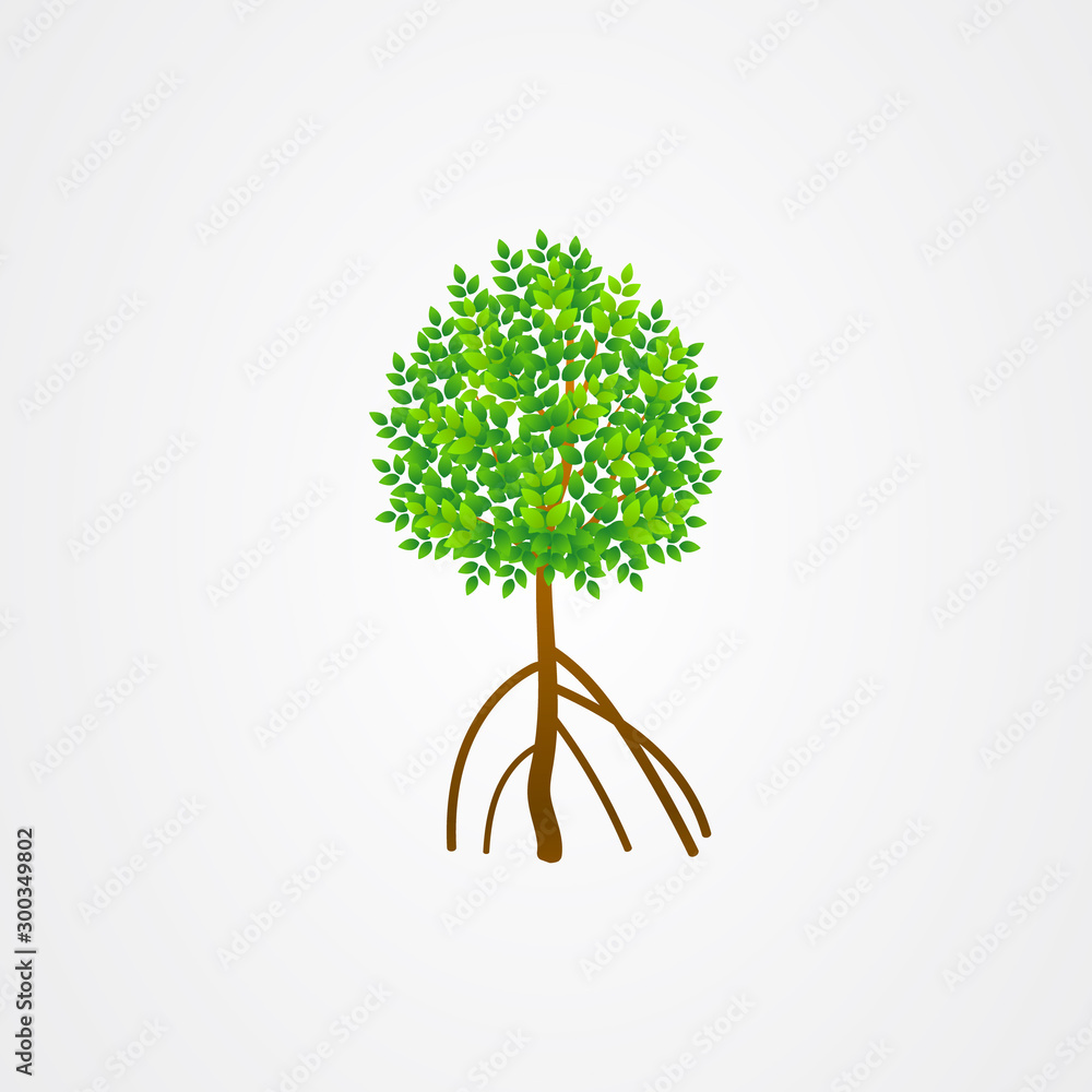 Tree and roots vector, mangrove tree illustration, mangrove plant Stock ...