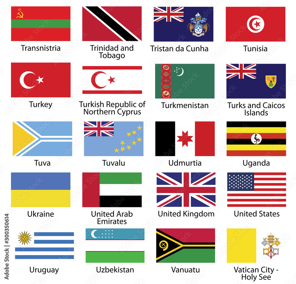Set National Flags Of The World. Vector illustration on white ...