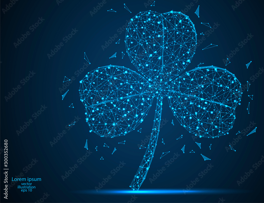 Abstract Clover with three leaves sign icon. It consists of triangles ...