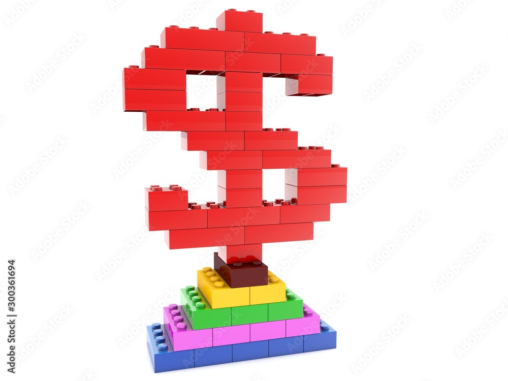 Red dollar sign built from toy bricks Stock Illustration | Adobe Stock