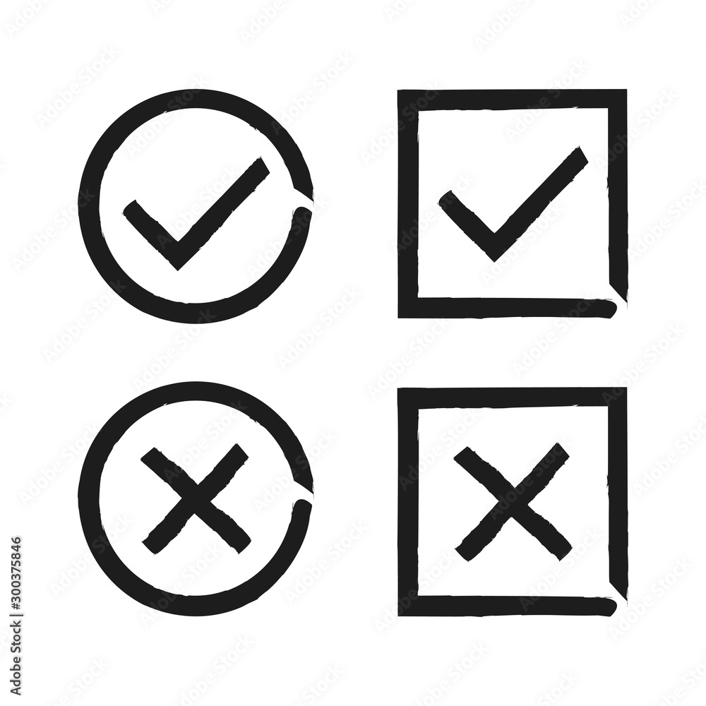 Check mark isolated hand drawn button for concept design. Check list ...