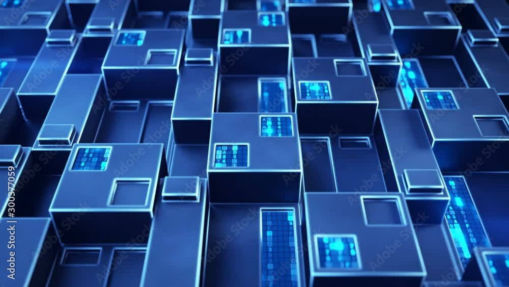 Futuristic sci-fi metallic blue wall with digital HEX code. Abstract technology or sci-fi ...