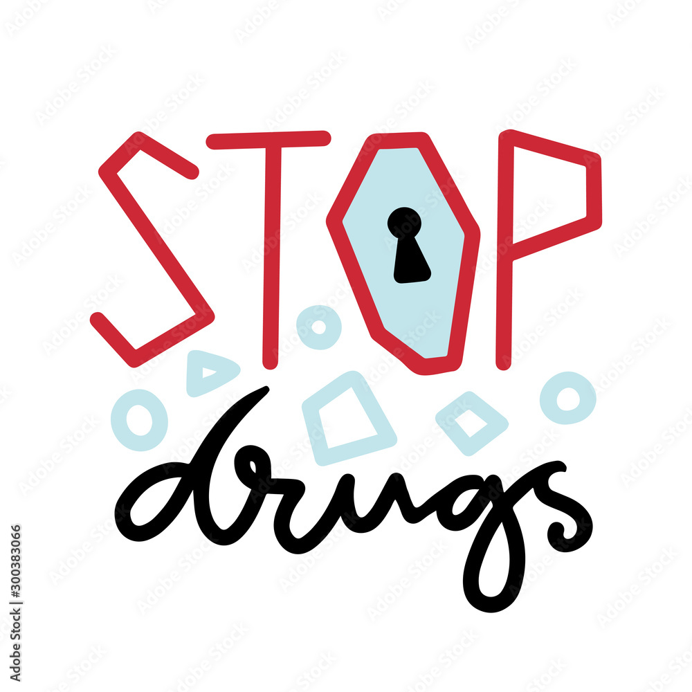 Stop Drugs icon. Anti drug concept. Conceptual printable vector banner ...