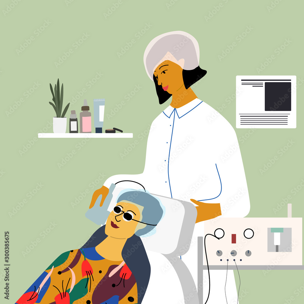 Cosmetology, dermatology concept. Dermatologist making photo ...