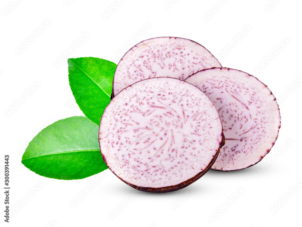 sliced of taro isolated on white background Stock Photo | Adobe Stock