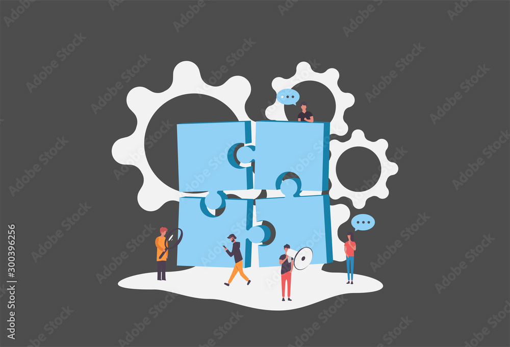 Vetor de Flat 3d isometric infographic concept of teamwork ...