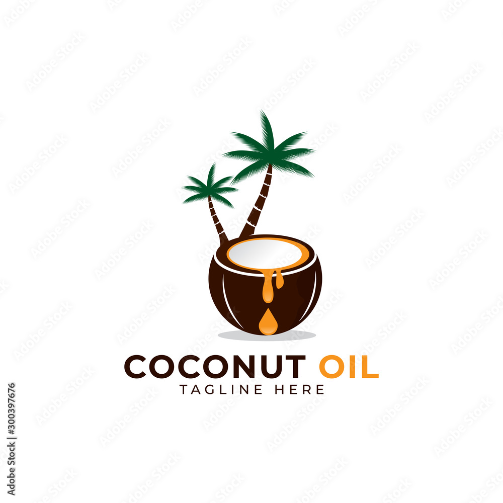Coconut Oil White Background Logo Vector Icon Illustration Stock Vector ...