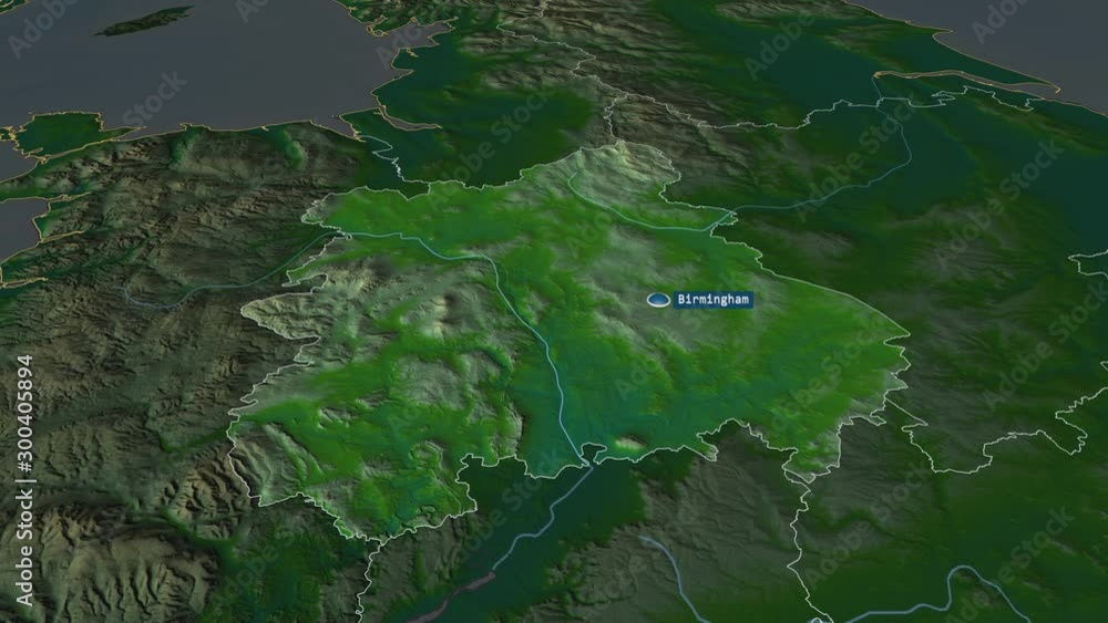 West Midlands - region of United Kingdom with its capital zoomed on the ...