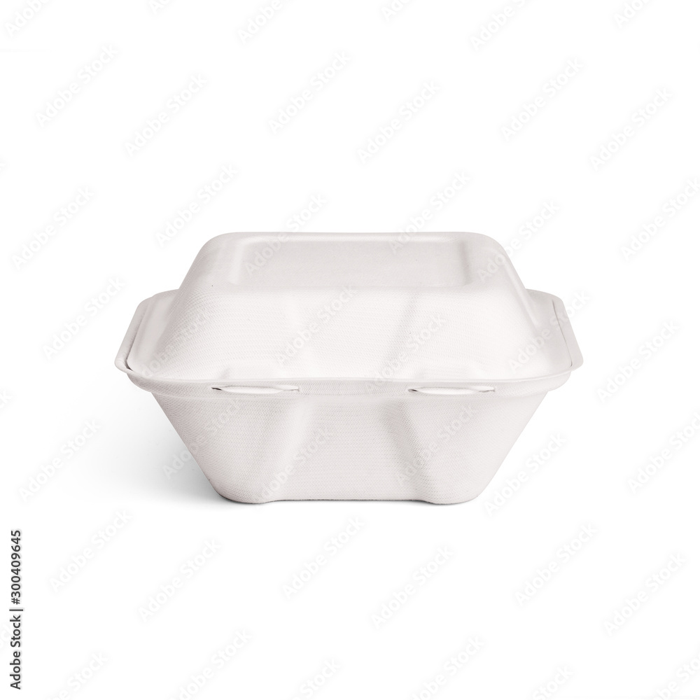 Paper lunch box food tray container isolated on white background. Front ...