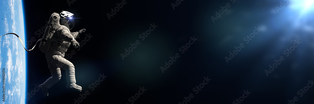 astronaut in EVA spacesuit performing a spacewalk Stock Illustration ...