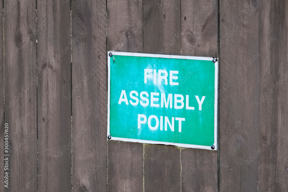 Fire assembly point sign at office work place Stock Photo | Adobe Stock