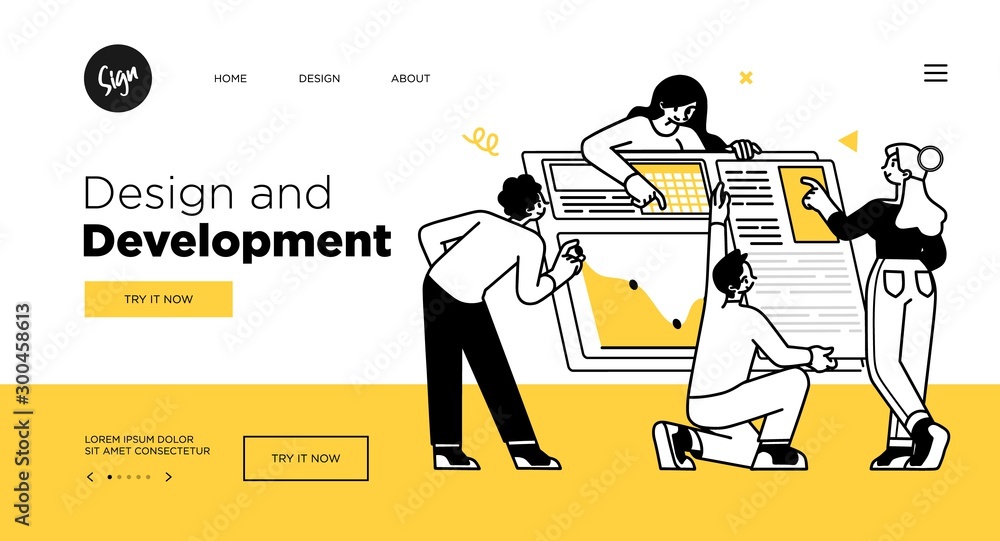 Presentation slide template or landing page website design. Business ...