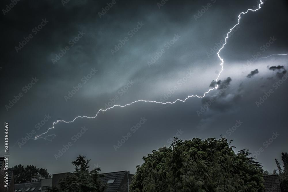 Lightning in the dark sky Stock Photo | Adobe Stock