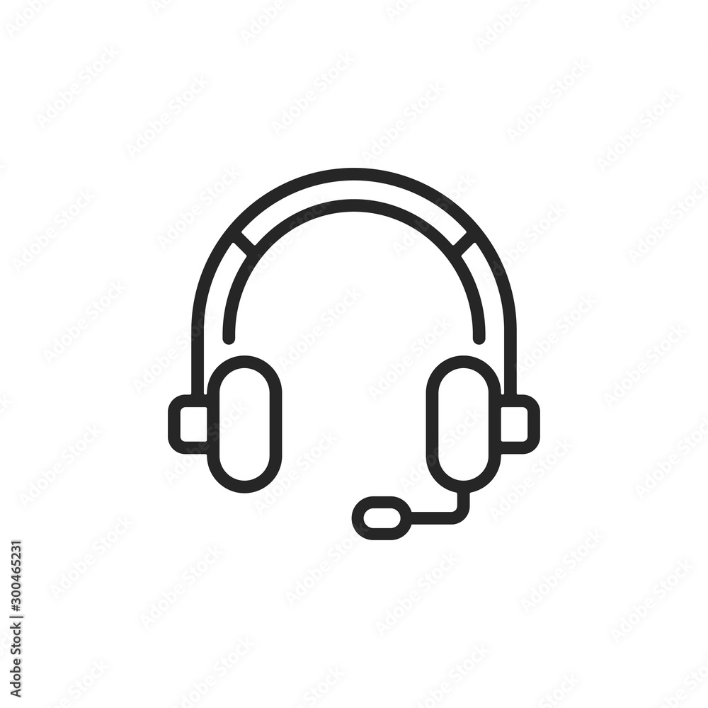 Headset line icon. Call center, headphones, customer service, technical ...