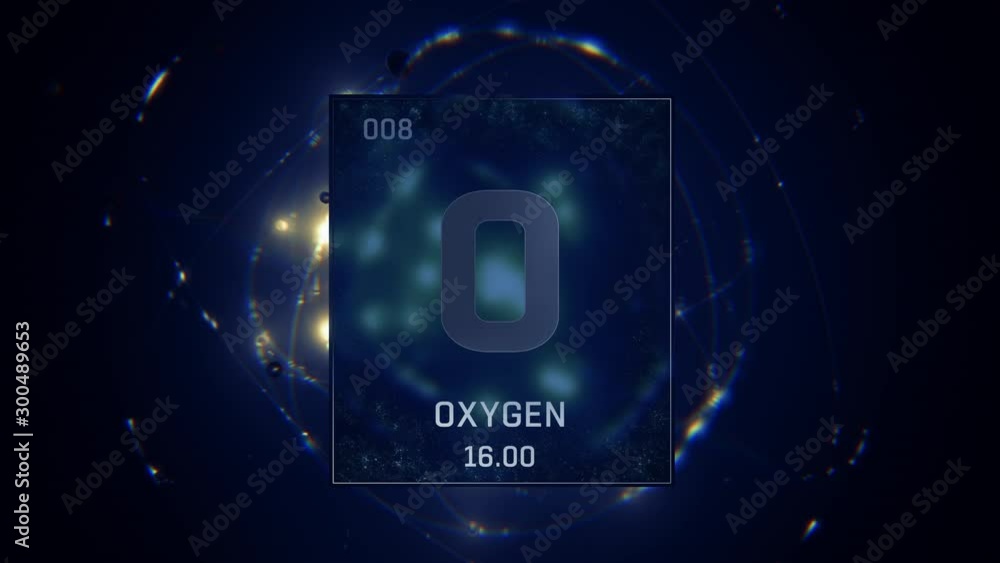 Oxygen as Element 8 of the Periodic Table. Seamlessly looping 3D ...