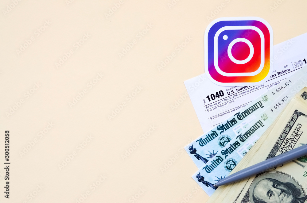 Instagram printed logo lies with 1040 Individual Income tax return form ...