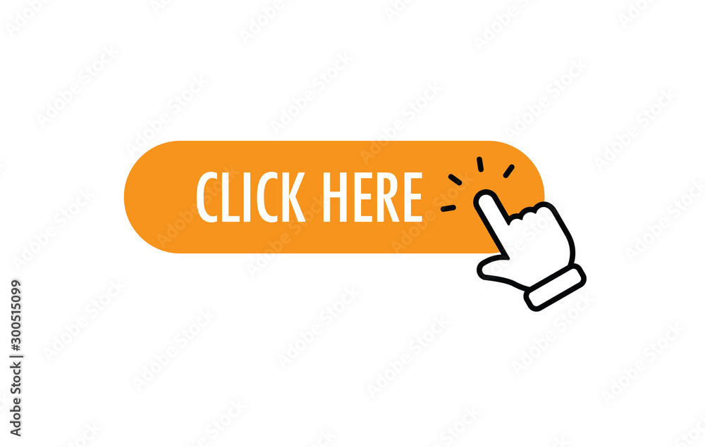 Click here button, with hand clicking icon vector de Stock | Adobe Stock