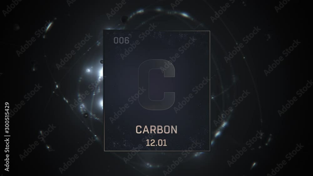 Carbon as Element 6 of the Periodic Table. Seamlessly looping 3D ...