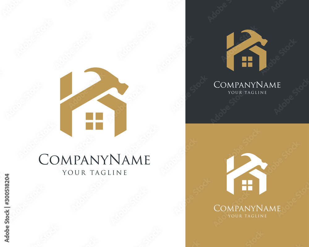 Elegant Gold House Logo Design, Construction Logo Design Vector ...