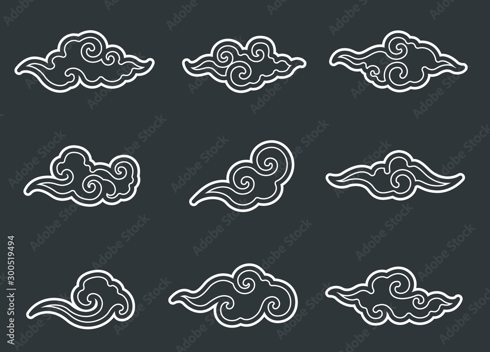 White outline stroke on dark gray background.Objects isolated.Good for ...