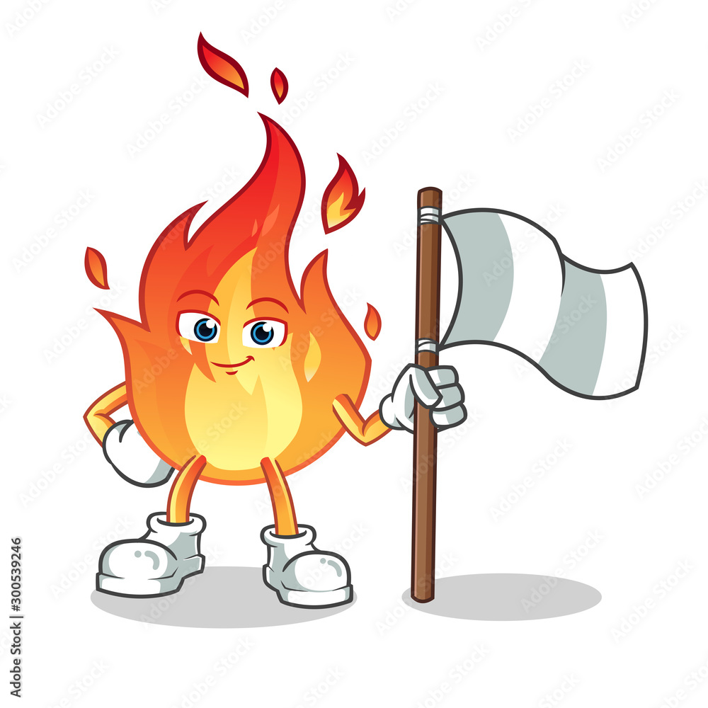 fire holding flag mascot vector cartoon illustration Stock Vector ...