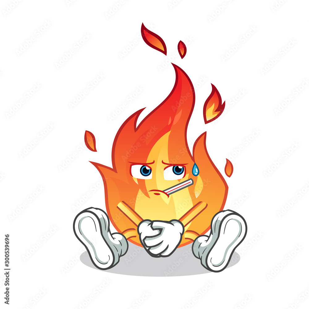 fire sick mascot vector cartoon illustration Stock Vector | Adobe Stock