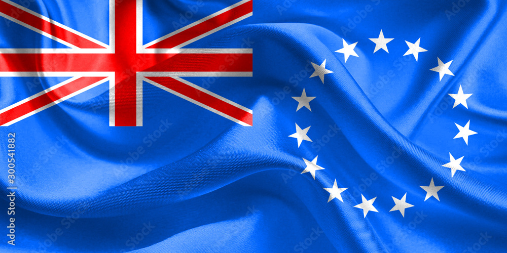 Cook Island Flag. Flag of Cook Island. Waving Cooks Flags. 3D Realistic ...