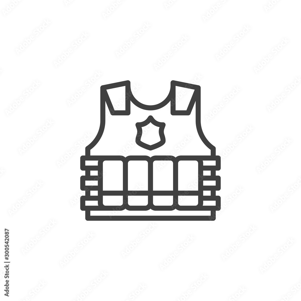 Bulletproof vest line icon. linear style sign for mobile concept and ...